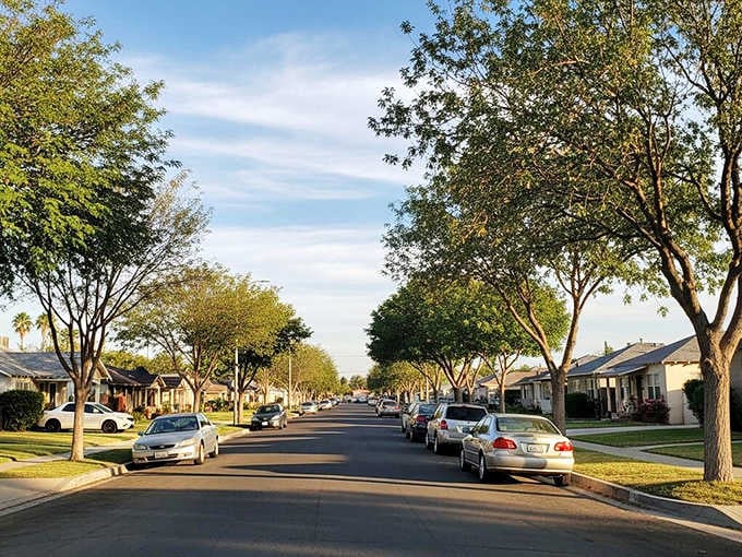 Tree-lined streets where neighbors actually wave to each other, imagine that in modern California living.