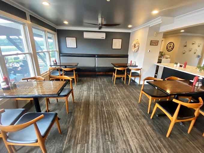 Clean, modern, and inviting—this is where comfort food meets comfortable seating in perfect harmony.