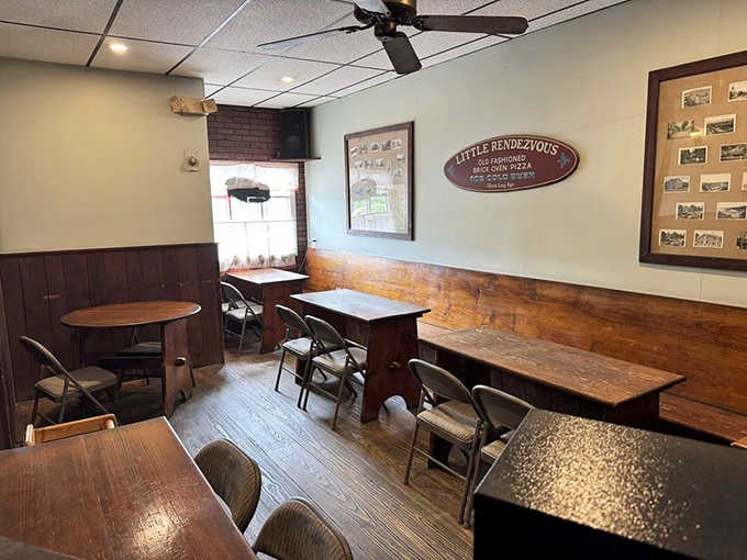 Simple tables, wood paneling, and walls full of memories create the kind of atmosphere money can't buy, only decades can.