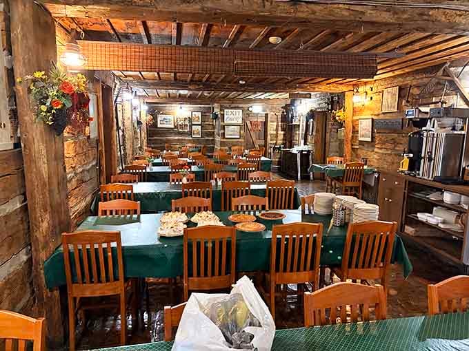 Those hand-hewn beams overhead have witnessed more family dinners than your entire family tree combined.
