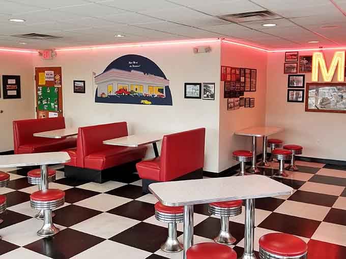Step inside and suddenly it's 1955 again, complete with checkered floors and the promise of custard bliss.