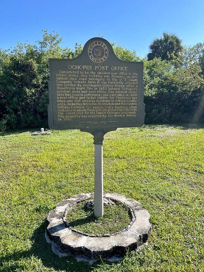 The historical marker tells the tale of how an irrigation shed became a beloved national landmark.