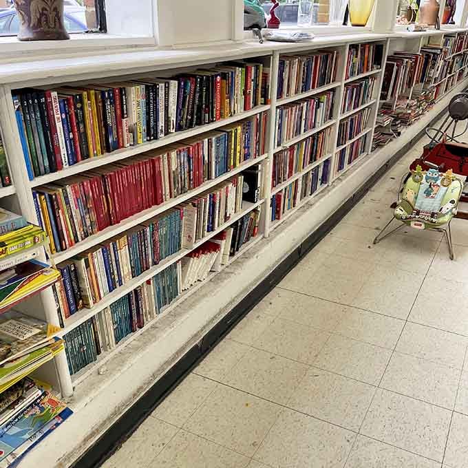 A bibliophile's paradise where every spine holds a story and every shelf promises literary treasure at bargain prices.