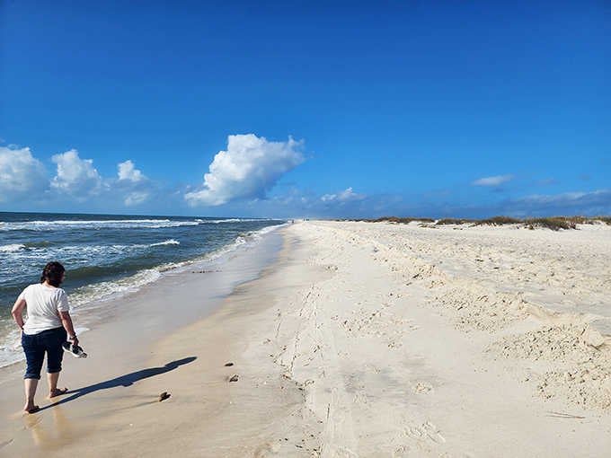 Sand so white it practically glows, making every other beach look like it skipped laundry day.