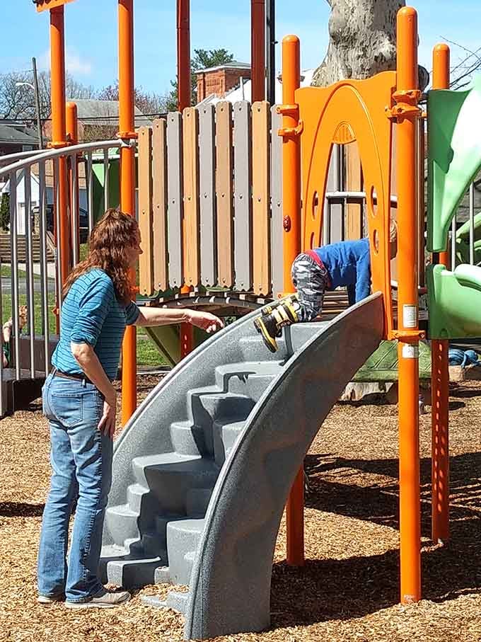 Modern equipment meets thoughtful design, where even the smallest explorers can test their climbing skills with a watchful parent nearby.