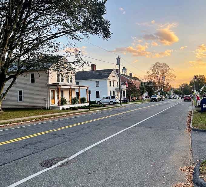 Golden hour on Main Street hits different when the buildings remember when horses were the traffic problem.