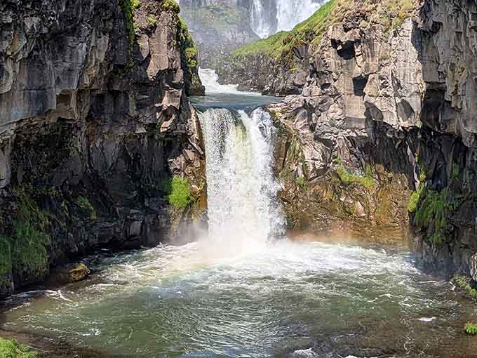 When the canyon walls frame a waterfall this perfectly, you know geology has a flair for drama.