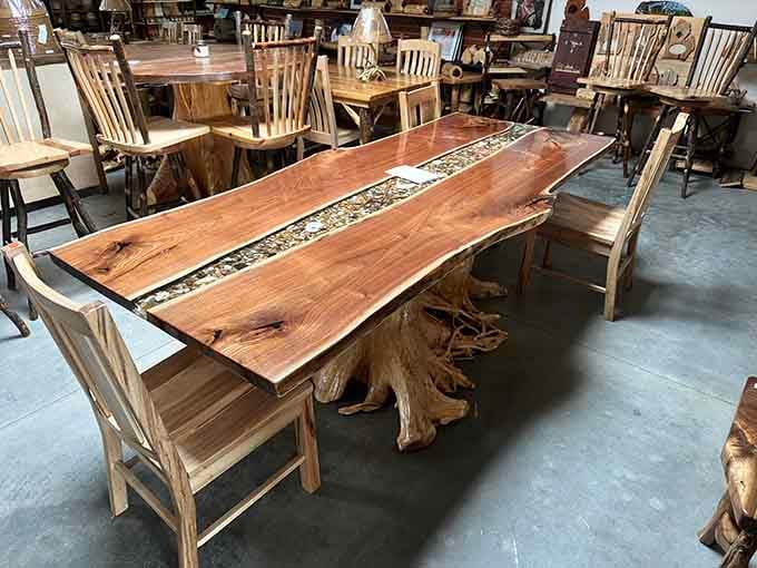 That dining table with the stone inlay could host Thanksgiving dinner for the entire extended family, plus the neighbors you pretend to like.