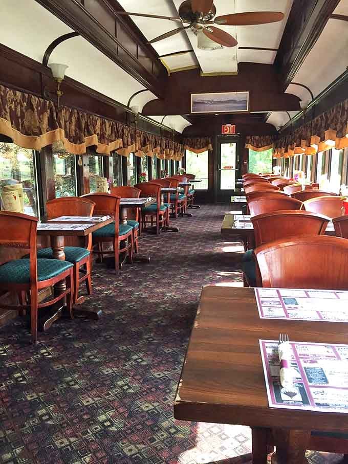 Vintage railway elegance meets comfort food heaven in these beautifully preserved dining cars with their original wooden details.
