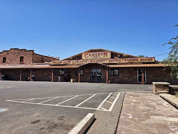 Stone and timber blend seamlessly in this southwestern trading post, where history and hospitality have shared space for generations.