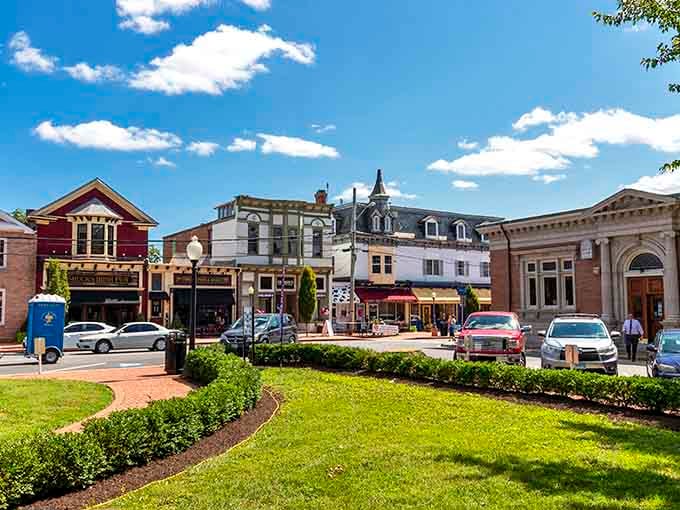 Centreville's town square blooms with manicured greenery, proving that small-town charm never goes out of style here.