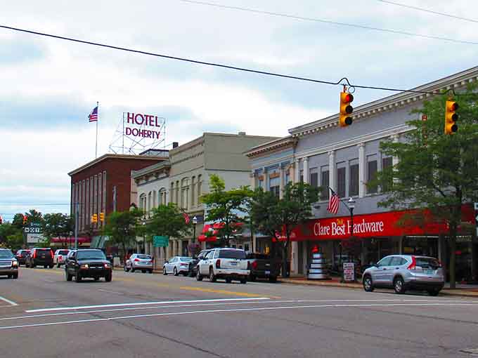 The Hotel Doherty sign towers above downtown like a friendly lighthouse guiding hungry travelers to good times and great food.