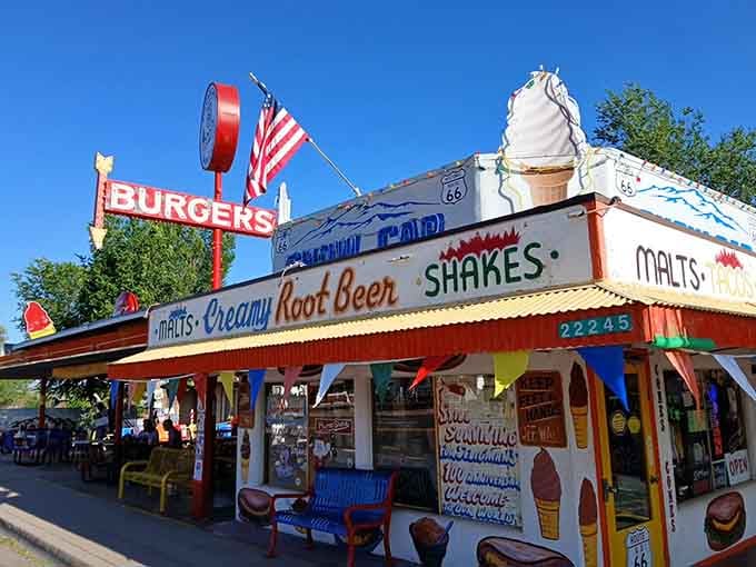 That giant ice cream cone isn't just decoration—it's a delicious promise along historic Route 66.