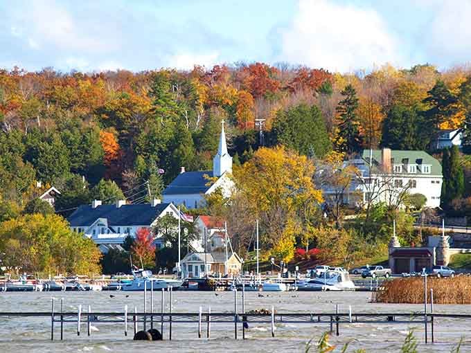 Autumn transforms this waterfront village into nature's own painting, with colors that would make Bob Ross reach for extra brushes.