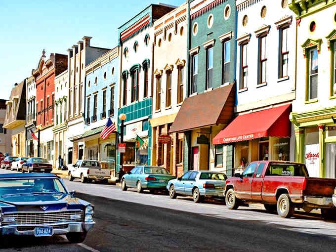 Every color of the rainbow decorates these vintage buildings, turning an ordinary street into pure architectural eye candy.