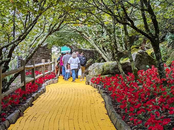 Follow the yellow brick road lined with crimson flowers, and suddenly Kansas feels very far away indeed.