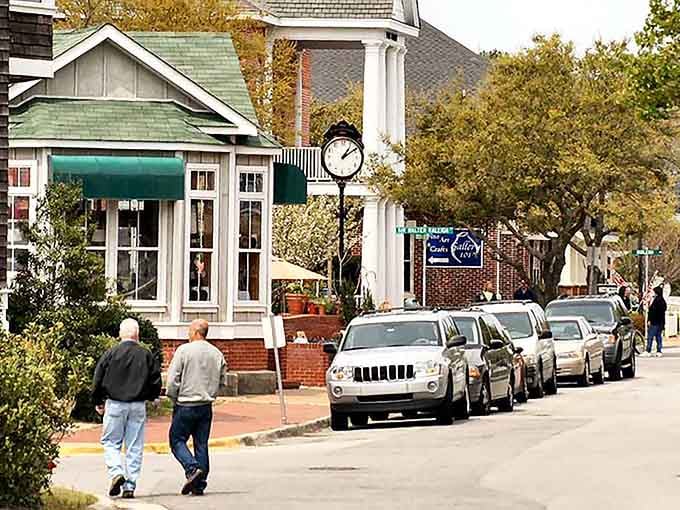 Coastal charm meets tree-lined streets where that clock tower stands like a patient grandfather watching over everything.