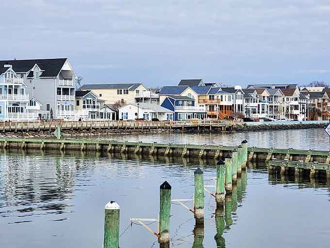 These waterfront homes paint the bay in every color of the rainbow, each one more charming than the last.