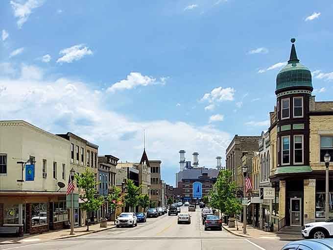 Look at that green-domed turret standing tall! It’s a perfect mix of historic flair and hardworking industrial roots.