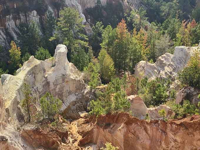 Mother Nature's layer cake reveals millions of years of geological history in stunning pink and white striations.