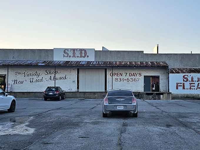 Open seven days a week means no excuses—this weathered exterior hides countless bargains waiting inside for you.