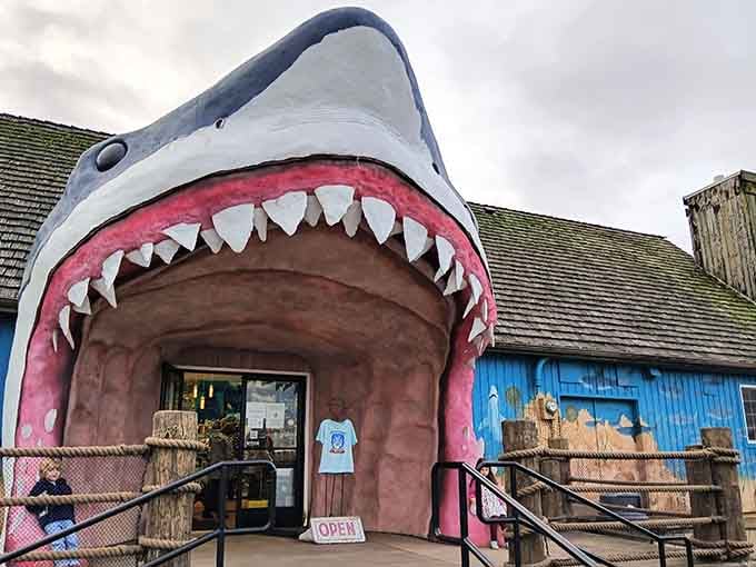 Walking through a shark's gaping mouth for dinner is either terrifying or thrilling, depending on your sense of adventure.