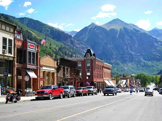 Historic main street meets towering peaks in a view that makes your camera work overtime.