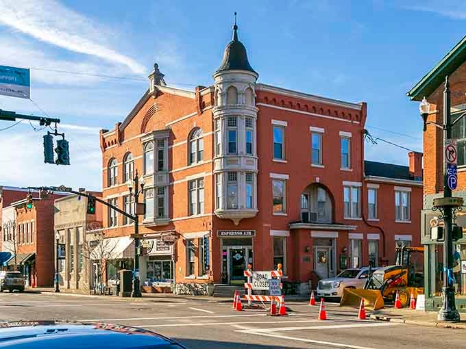 That corner turret catches your eye immediately, standing proud like a lighthouse guiding you to downtown treasures.