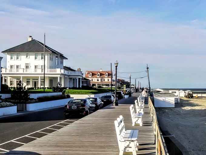 The boardwalk stretches peacefully toward the horizon, inviting leisurely strolls without the summer crowds.