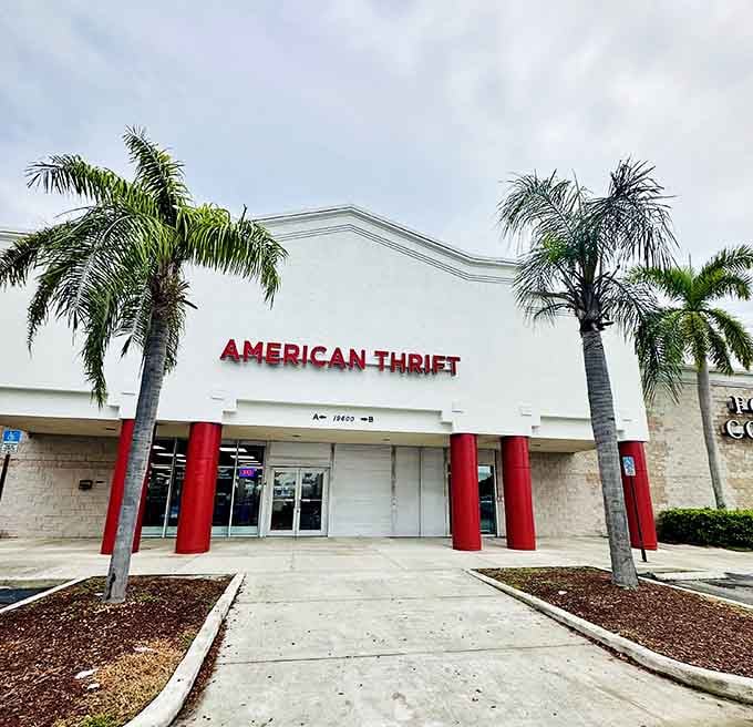 Palm trees and plenty of space make this thrift store feel more like a tropical shopping destination than a bargain basement.