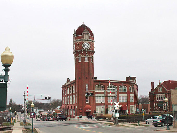 That iconic clock tower stands watch over the town like a faithful guardian keeping time for generations of families.