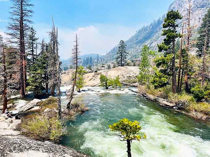 That water color isn't Photoshop&mdash;it's pure snowmelt magic turning this alpine pool into something from a postcard dream.