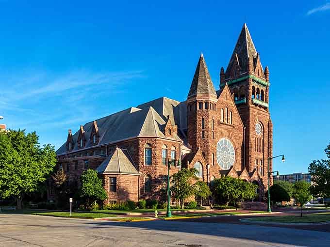This magnificent red sandstone church in Galesburg looks like it was airlifted straight from a European postcard — no passport required.
