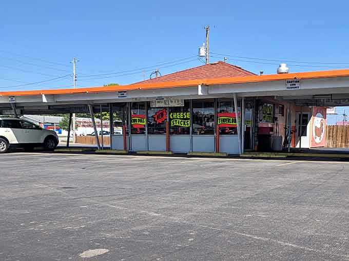The vintage canopy stretching across this roadside gem protects hungry customers from sun and rain year-round beautifully.