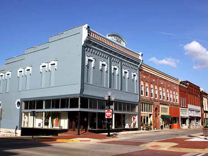 Corner storefronts with original details remind you when Main Street was the heart of every American town.