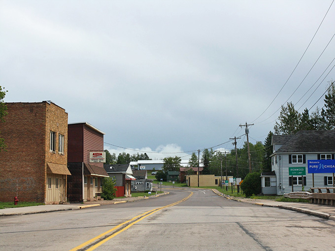The Upper Peninsula knows how to build towns that last, with storefronts ready for another century.