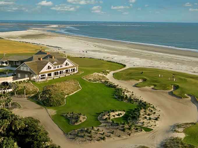 Championship golf meets pristine beach in this aerial view that'll make even non-golfers appreciate the scenery.
