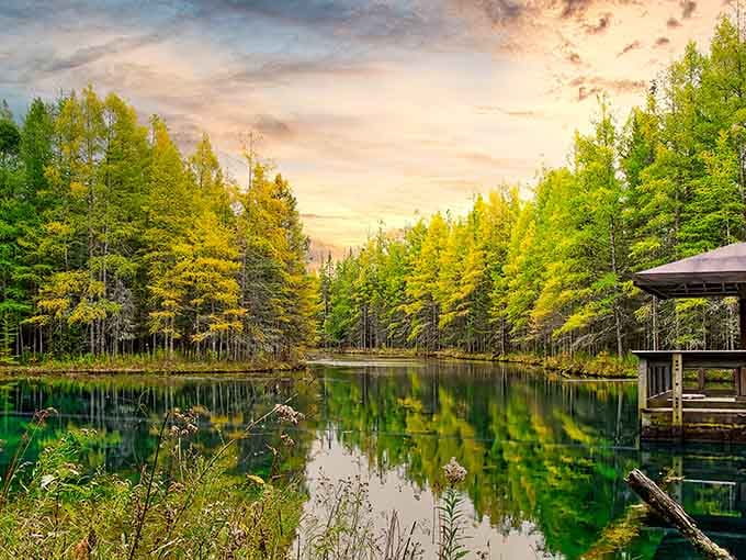 When autumn paints the trees in gold, the mirror-perfect reflections double your pleasure and your wonder.