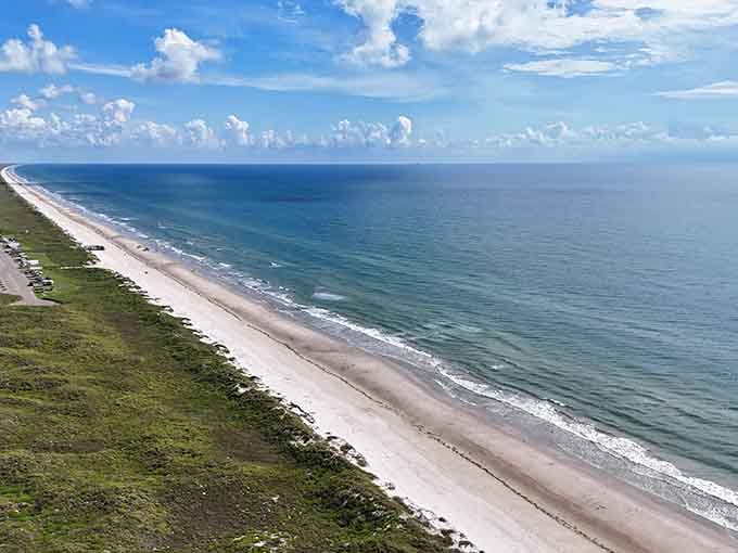 From up here, the coastline looks like a watercolor painting that never quite dries—absolutely mesmerizing.