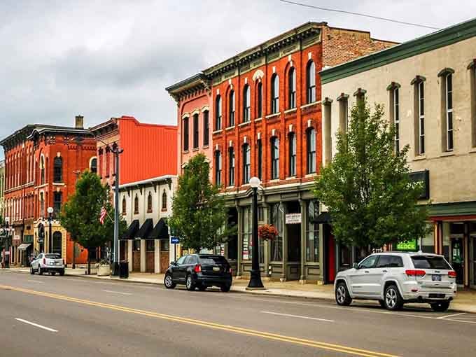 These colorful facades stand shoulder-to-shoulder like old friends who've weathered every season together beautifully.