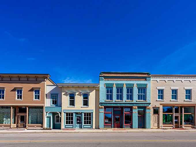 These colorful storefronts look like a box of crayons decided to open a business district together.