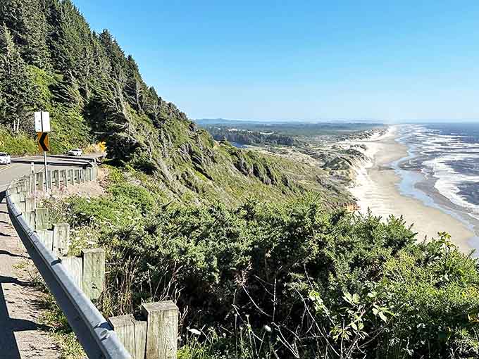 This coastal curve offers front-row seats to where land meets sea in the most dramatic fashion imaginable.