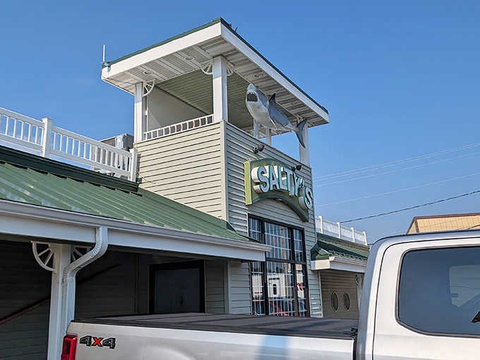 That marlin mounted proudly above tells you everything: this place brings coastal vibes to the heartland.