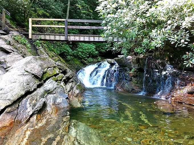 This gentle cascade tumbles into a swimming hole so inviting, you'll forget all about your air-conditioned car.