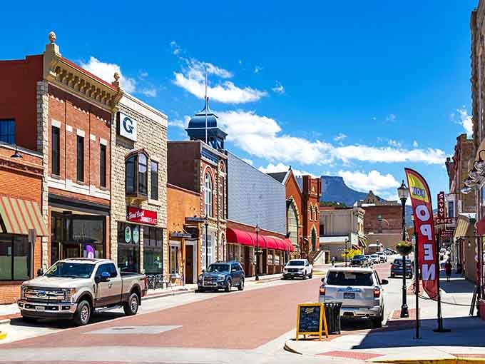 Blue skies and brick buildings create the kind of scene Norman Rockwell would've painted on vacation.