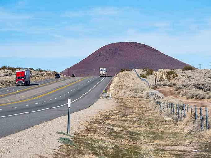 That volcanic cone rising ahead looks like nature's speed bump, reminding you to slow down and appreciate.