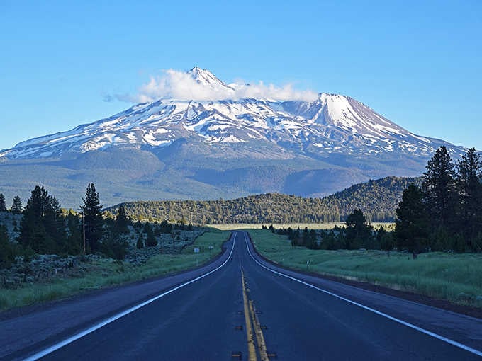 That double-peaked volcano looks like Mother Nature couldn't decide on one summit, so she gave us two.