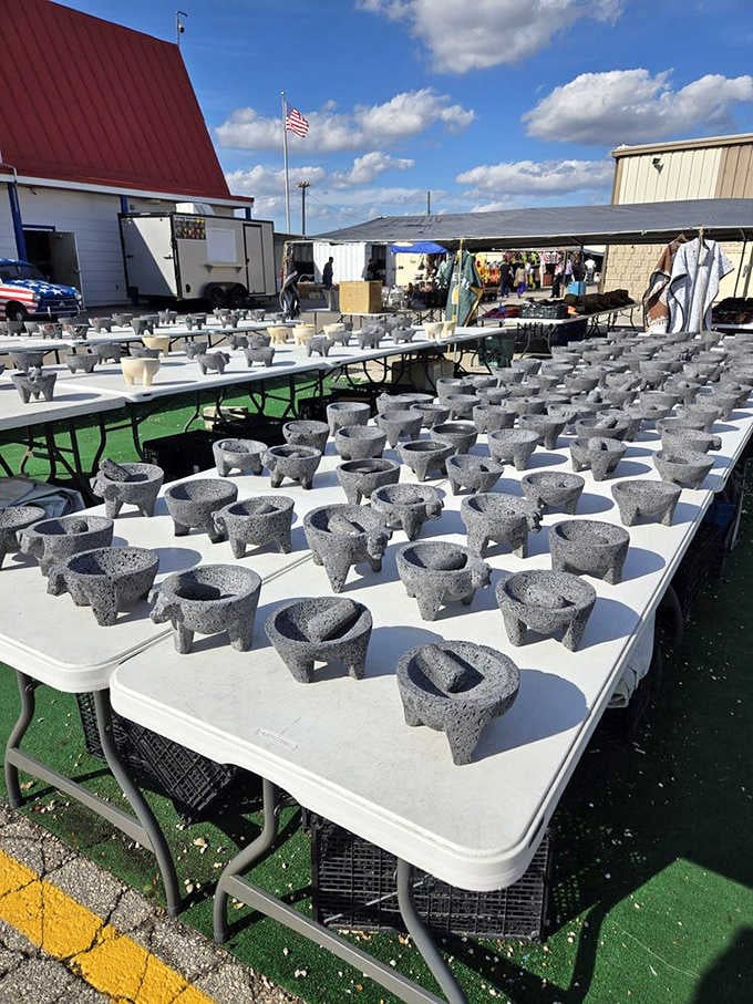 Someone's selling enough mortar and pestles to supply a small village of guacamole enthusiasts and spice grinders alike.