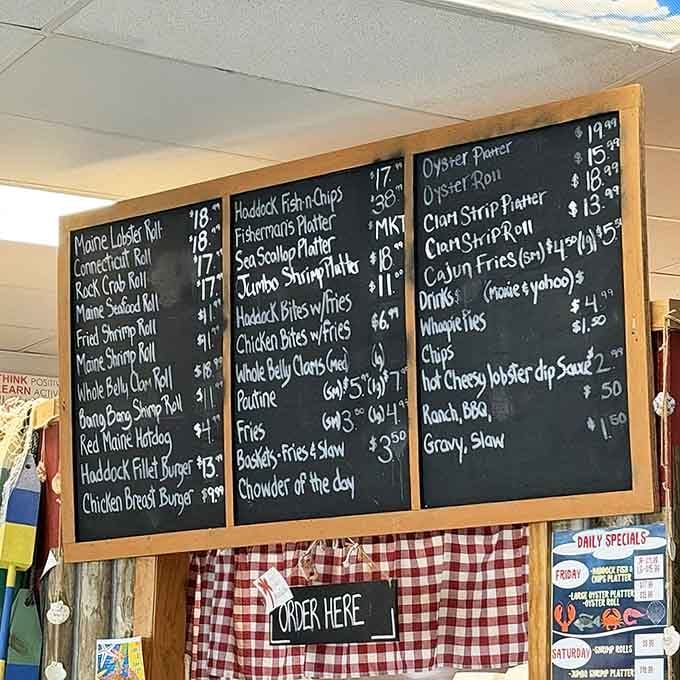Chalkboard menus mean fresh possibilities, where today's catch becomes tomorrow's legendary meal you'll tell everyone about back home.