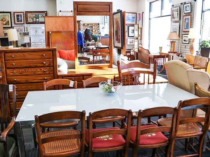 Furniture heaven exists, and it looks remarkably like this well-organized wonderland of secondhand possibilities.